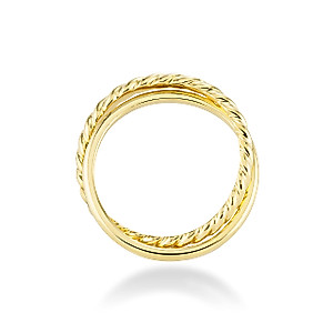 Miabella 925 Sterling Silver or 18Kt Yellow Gold Over Silver Rope and High Polished Band Interlocked Rolling Ring for Women Made in Italy (yellow-gold-plated-silver, 9)