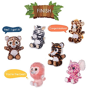 My OLi 7" Plush Toys Set Stuffed Animals Bundle of Forest Animal Toys Lion/Elephant/Zebra/Giraffe/Tiger/Leopard Stuffed Animals Pack of 6 for Babies Kids Girls Boys
