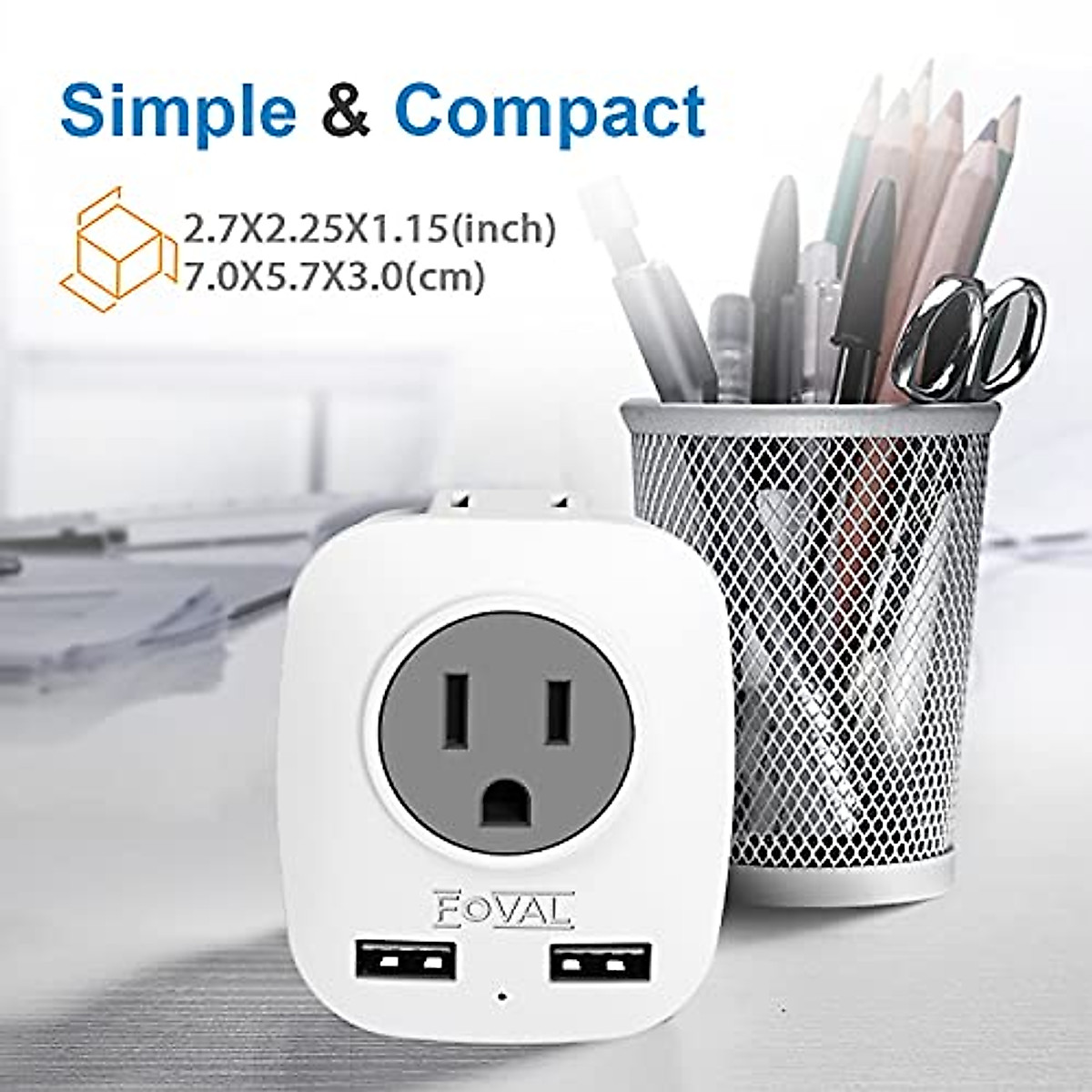 European Plug Adapter, Foval International Travel Power Adaptor with 2 USB, 4 in 1 US to Europe Travel Plug Adapter for France, Italy, Germany, Spain, Greece (Type C) (2 Pack)