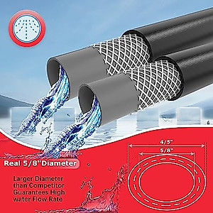 Y-ASQA Heavy Duty Garden Hose 5/8 Inch 100 ft, Premium Contractor Leakproof durable Kink Free Braid Vinyl Black Coiled rubber Garden water Hose