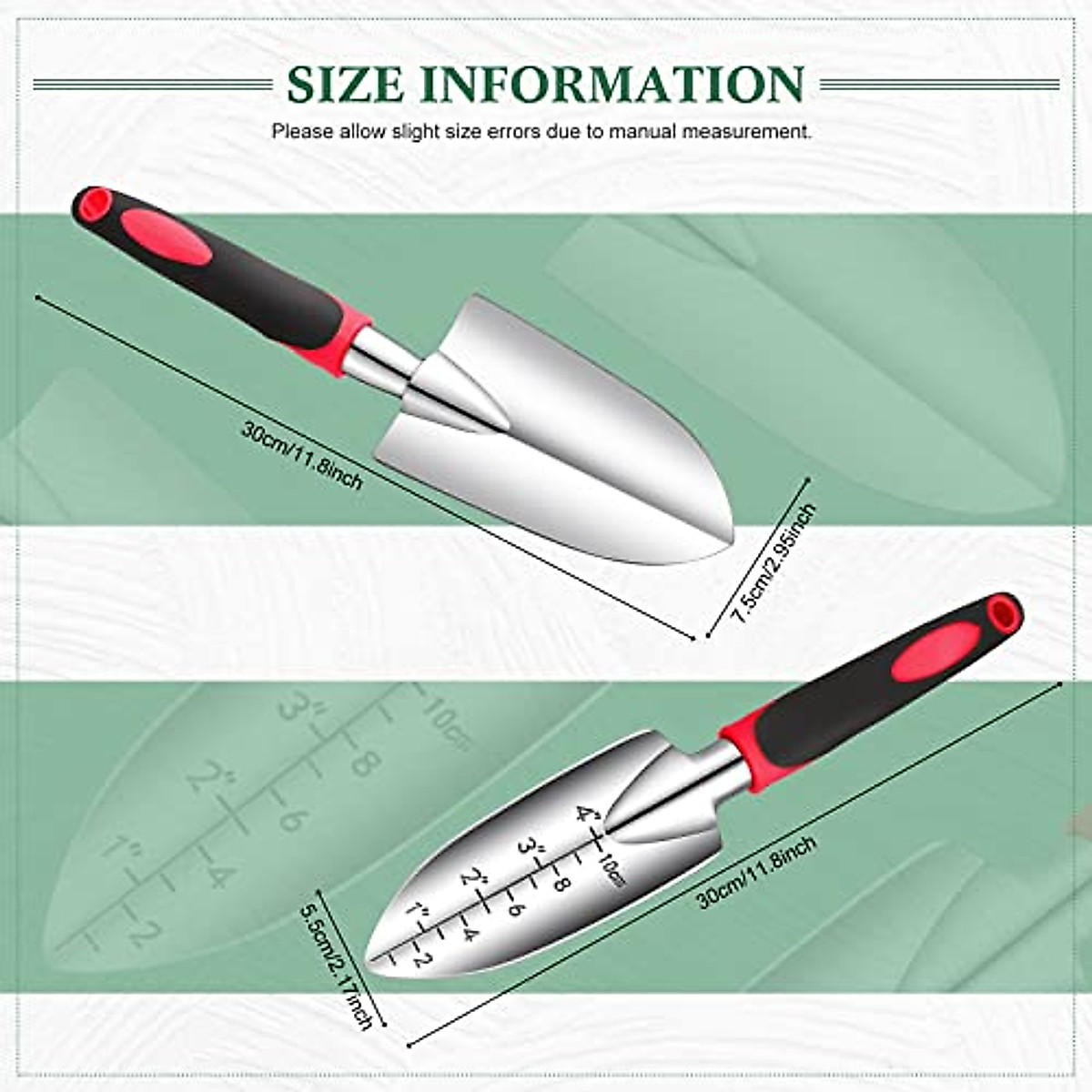 Gardening Shovel Set, Garden Hand Shovel Garden Trowel Transplant Trowel Aluminum Alloy Planting Tools with Rubber Handle for Gardening, Cultivating, Gardening, Planting Supplies (Red)