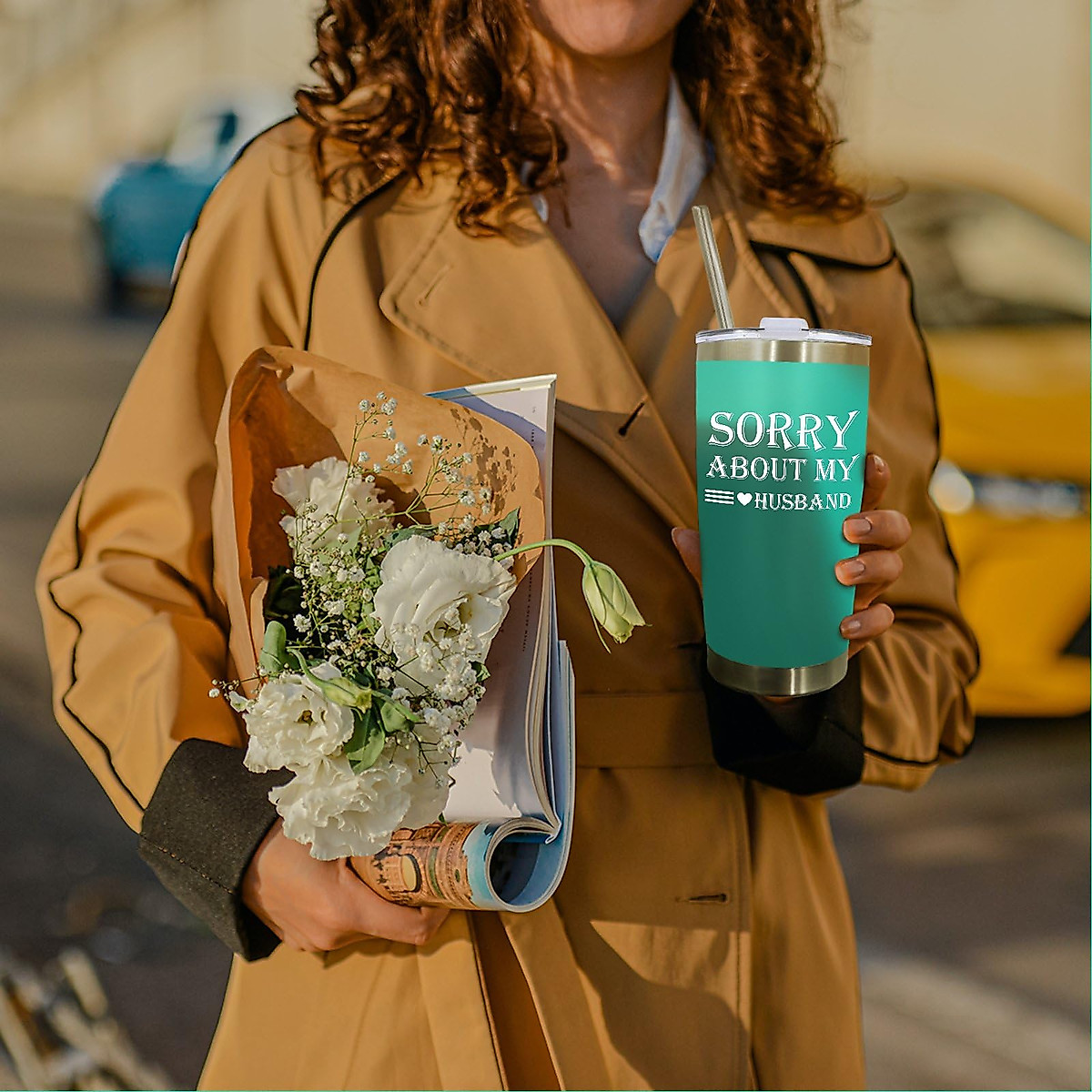 liabiliies sorry about my husband Tumbler Coffee Tumblers 20 oz Tumbler with Lid and Straw Insulated Tumblers Stainless Steel Tumbler Funny Gifts