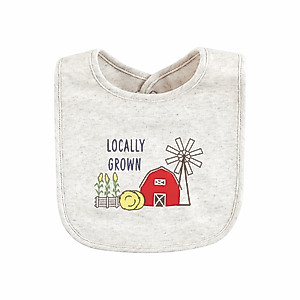Hudson Baby Unisex Baby Cotton Bibs, Boy Farm Animals, One Size