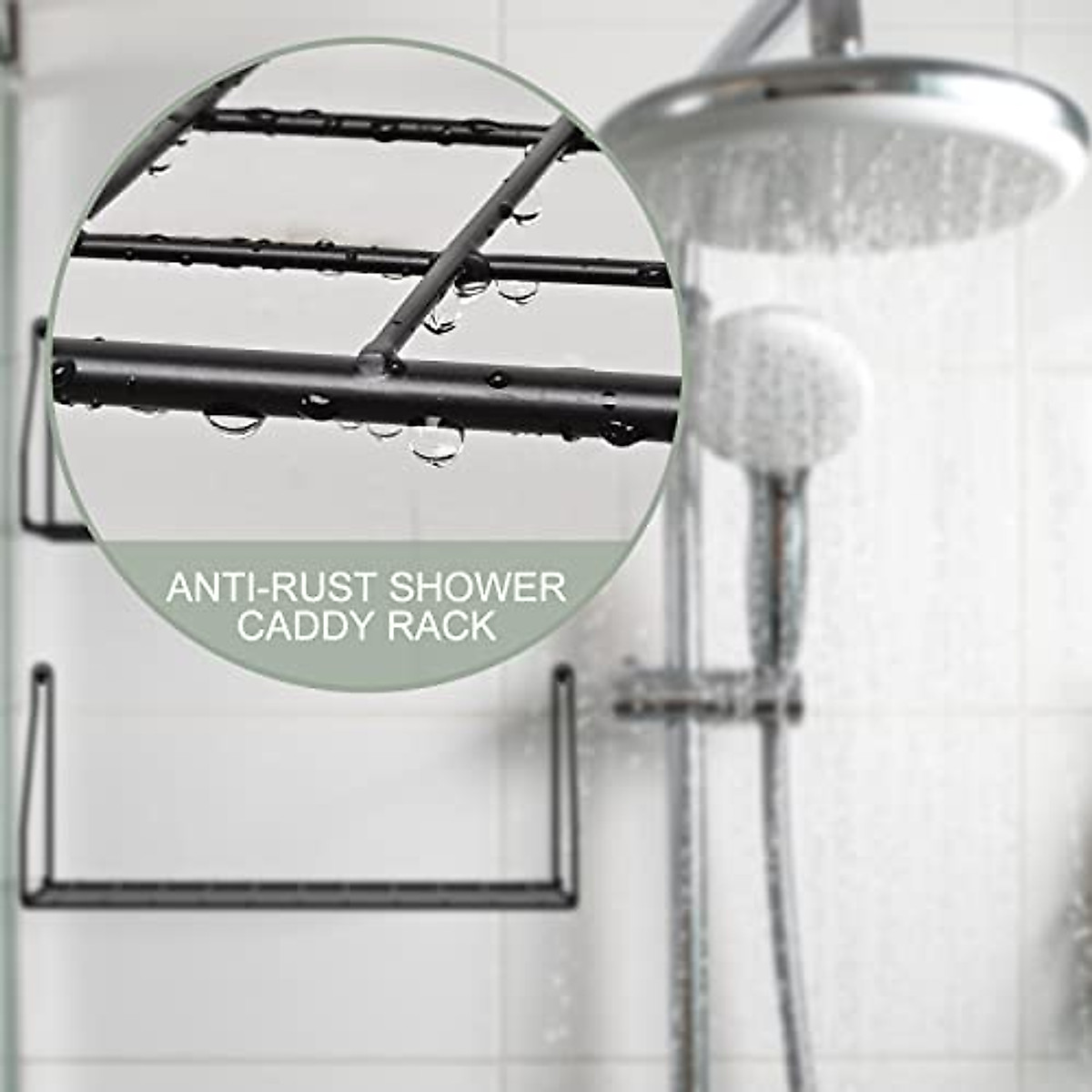 Wall Floating Shelves 2 Pack, No Drill Adhesive Mount, Black Metal Hanging Shelf, Storage Bookshelf Rack for Bathroom, Bedroom, Kitchen, Laundry, Dorm, Office, Garage, Decor Dispaly and Organization