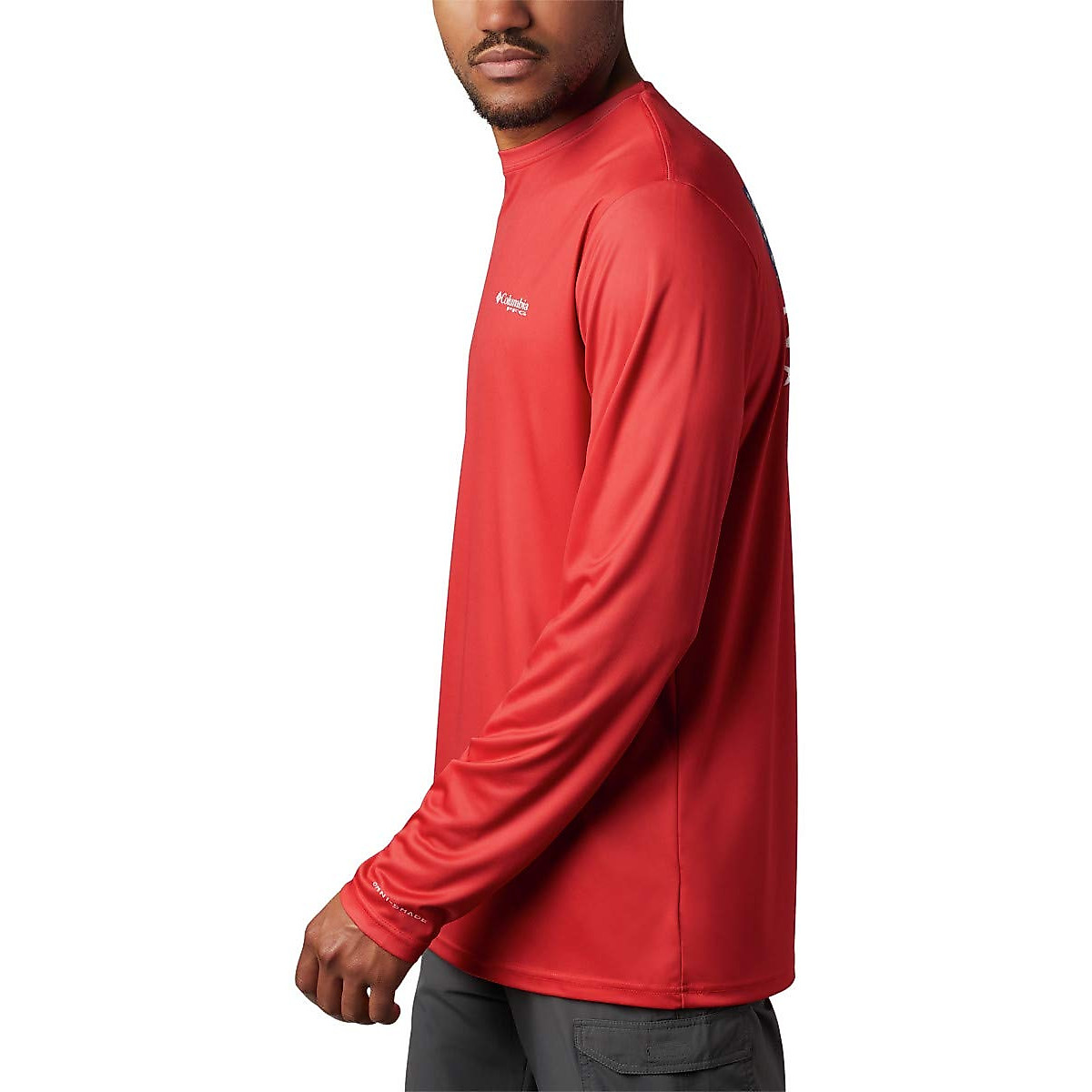 Columbia Men's Terminal Tackle PFG Fish Flag LS, Red Spark/White, 4X