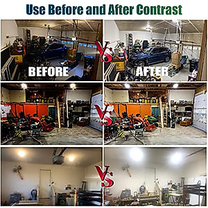 2-Pack LED Garage Lights, 160W Garage Light, 16000LM 6500K Garage Lights Ceiling Led Bulb with 6+1 Adjustable Panels, Garage Led Light Fixtures, LED Shop Light for Garage Basement Workshop Attic