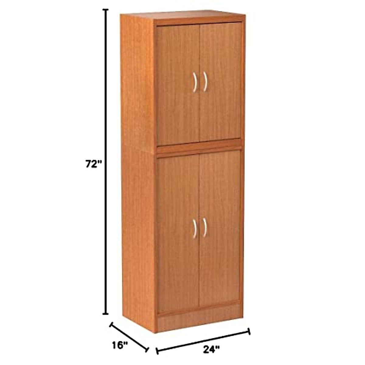 Hodedah 4 Door Kitchen Pantry with Four Shelves, Cherry