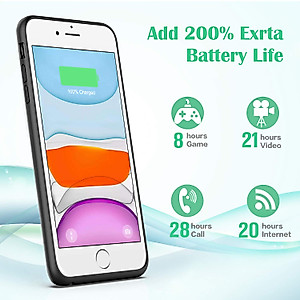 AONIMI Battery Case for iPhone 6s Plus/6 Plus/7 Plus/8 Plus, [8500mAh] Portable Charging Case Rechargeable Extended Battery Pack Protective Charger Case for iPhone 6 Plus/7 Plus/8 Plus Black