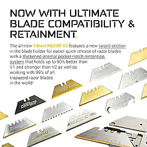 Exceed Designs TIRANT RAZOR V3 (Stonewashed) 6Al-4V Titanium Utility Knife & EDC Pocket Knife, Box Cutter, Razor Blade EDC Tool