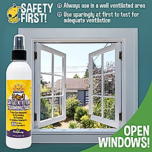 3-in-1 Cat & Kitten Training Aid with Bitter | Cat Training Spray for Indoor and Outdoor Use | Anti Scratch Furniture Protector | Establish Boundaries & Keep Cat Off | Made in The USA (8oz)