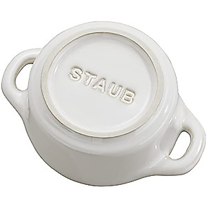 STAUB Ceramics Mini Round Cocotte Set, 3-piece, Rustic Ivory