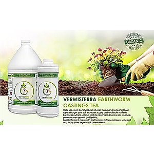 VermisTerra Earthworm Casting Tea - Organic Worm Tea - Gallon - Soil Conditioner Concentrate - Living Enzymes, Nourish Plants and Boost Growth - Feeds All Crops: Vegetables, Flowers, Fruit and Trees