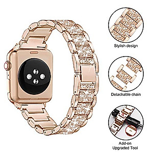 Mesime Compatible for Apple Watch Band with Screen Protector Case, Jewelry Replacement Band 45mm 44mm 42mm 41mm 40 mm 38mm 2 Pack Bling Protective Cover for iWatch Series 8/7/6/5/4/3/2/1/SE Women
