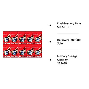 Sandisk 16GB (10 Pack) SD Card Bundle SDHC Class 4 Flash Memory | Model SDSDB-016G-B35 |
