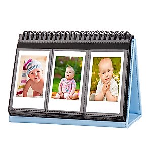 Mini Photo Album for Fujifilm Instax Mini Camera, 96 Pockets Photo Album for Polaroid, Leather Desktop Display Album for Instax Mini 12 11 9 40 8 7 Evo LiPlay Instant Camera, 2x3 Photo Album (Blue)