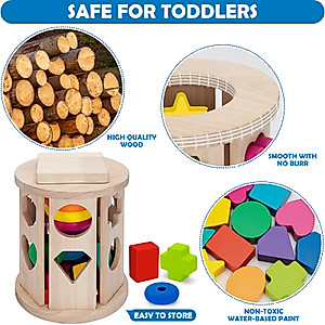 Aigybobo Learning Toys for 1,2,3 Year Old Toddlers, Montessori Toys, Wooden Educational Toys for Baby Boys and Girls 12-18 Months, Stacker Toy, Kids Birthday