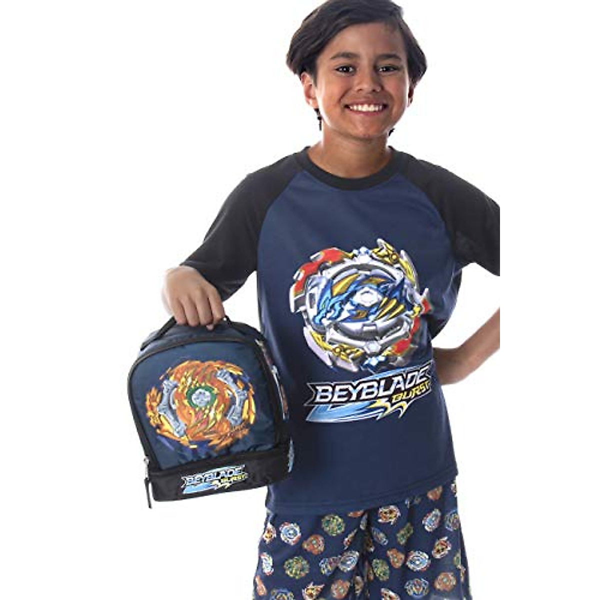 Beyblade Burst Fafnir Spinner Top Fumiya Kindo Dual Compartment Insulated Lunch Box Bag Tote