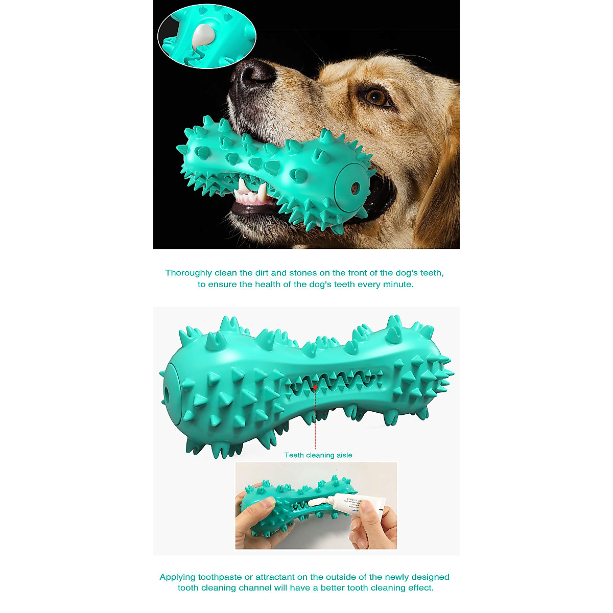 ASWER Dog Chew Toothbrush Toys for Small Medium Large Dogs Dental Care, Squeaky Teeth Cleaning Toy for Aggressive Chewers Large Breed Indestructible Tough Dog Toothbrush Stick Blue