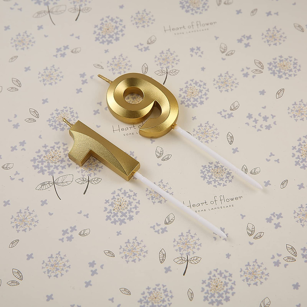 Gold 19th & 91st Birthday Candles,Gold Number 19 91 Cake Topper for Birthday Decorations Party Decoration