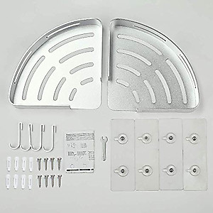 GRICOL Shower Shelf Corner Adhesive Bathtub Caddy Wall Mounted Bathroom No Drill Aluminum Basket Storage for Shampoo Kitchen Organizer with Razor Holder-2 Pack