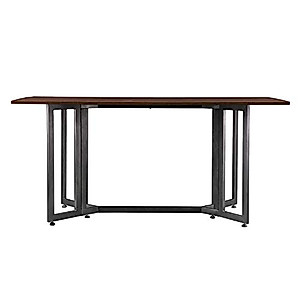 SEI Furniture Driness Drop Leaf Console to Dining Convertible Table, Dark Tobacco, Gunmetal Gray