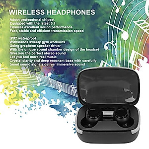 ASHATA Wireless Earbuds, Bluetooth Headphones with Microphone, IPX7 Waterproof HiFi Deep Bass High Fidelity Stereo Earphones with Lightning Charging Case for Sports Work