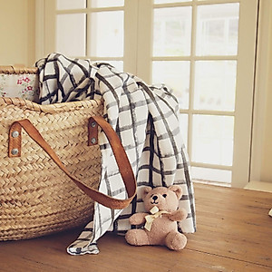 AENNE BABY Muslin Swaddle Blanket for Boys & Girls, Infant Toddler Quilt, Luxurious Wrap, Soft and Silky Stroller & Nursing Cover, Grey Watercolor Mesh Blankie, Large 47"x 47", 1 Pack