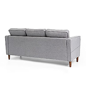 Mellow HANA Modern Linen Fabric Loveseat/Sofa/Couch with Armrest Pockets, Heather Grey