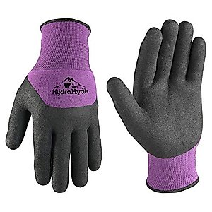 Women's Latex-Coated Grip Winter Gloves for Cold Weather, Medium (Wells Lamont 554M), Black/Purple