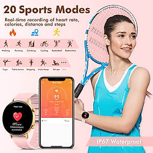 Smart Watch for Women(Call Receive/Dial),Fitness Trackers Waterproof Smart Watches for Android Phones Smartwatch with Blood Pressure Heart Rate Sleep Monitor Sport Running Pedometer Touch Screen