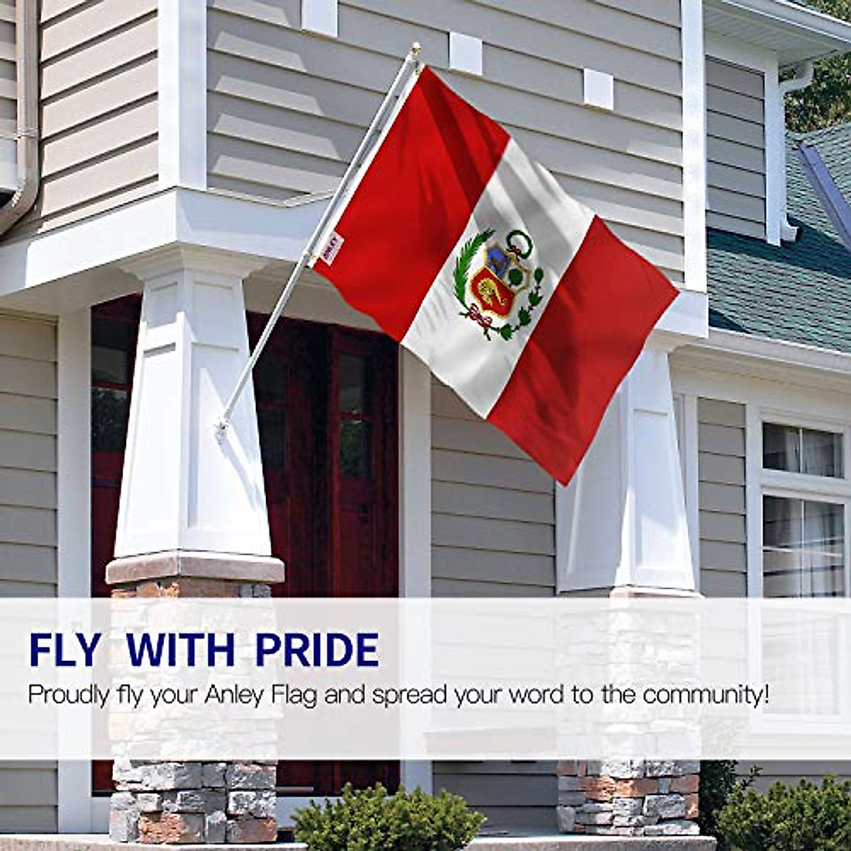 Anley Fly Breeze 3x5 Foot Peru Flag - Vivid Color and Fade proof - Canvas Header and Double Stitched - Peruvian National Flags Polyester with Brass Grommets 3 X 5 Ft