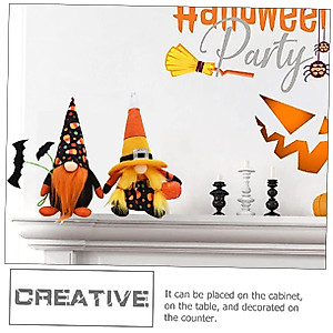 Abaodam 2pcs Halloween Gnomes Plush Elf Decoration Scandinavian Gnome Doll Ornament for Tiered Tray Decor Halloween Party Favor Trick or Treat