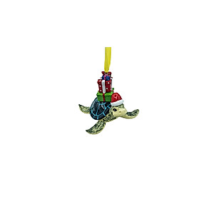 Blue Sea Turtle Beach Ocean Coastal Resin Christmas Tree Hanging Ornament Decoration Decor