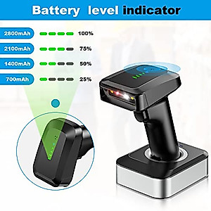 Alacrity 2D QR Wireless Barcode Scanner with Charging Base and Battery Level Indicator Bluetooth & 2.4GHz Wireless & USB Wired 3 in 1 Connection Handsfree Auto-Sense Barcode Reader Scanner