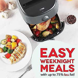 DASH Tasti-Crisp™ Electric Air Fryer Oven, 2.6 Qt., Grey – Compact Air Fryer for Healthier Food in Minutes, Ideal for Small Spaces - Auto Shut Off, Analog, 1000-Watt