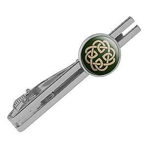 Celtic Knot Love Eternity Round Tie Bar Clip Clasp Tack Silver Color Plated