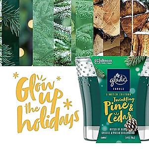 Glade Candle Jar, Air Freshener, Twinkling Pine & Cedar, Limited Edition Scent, 3.4 Oz