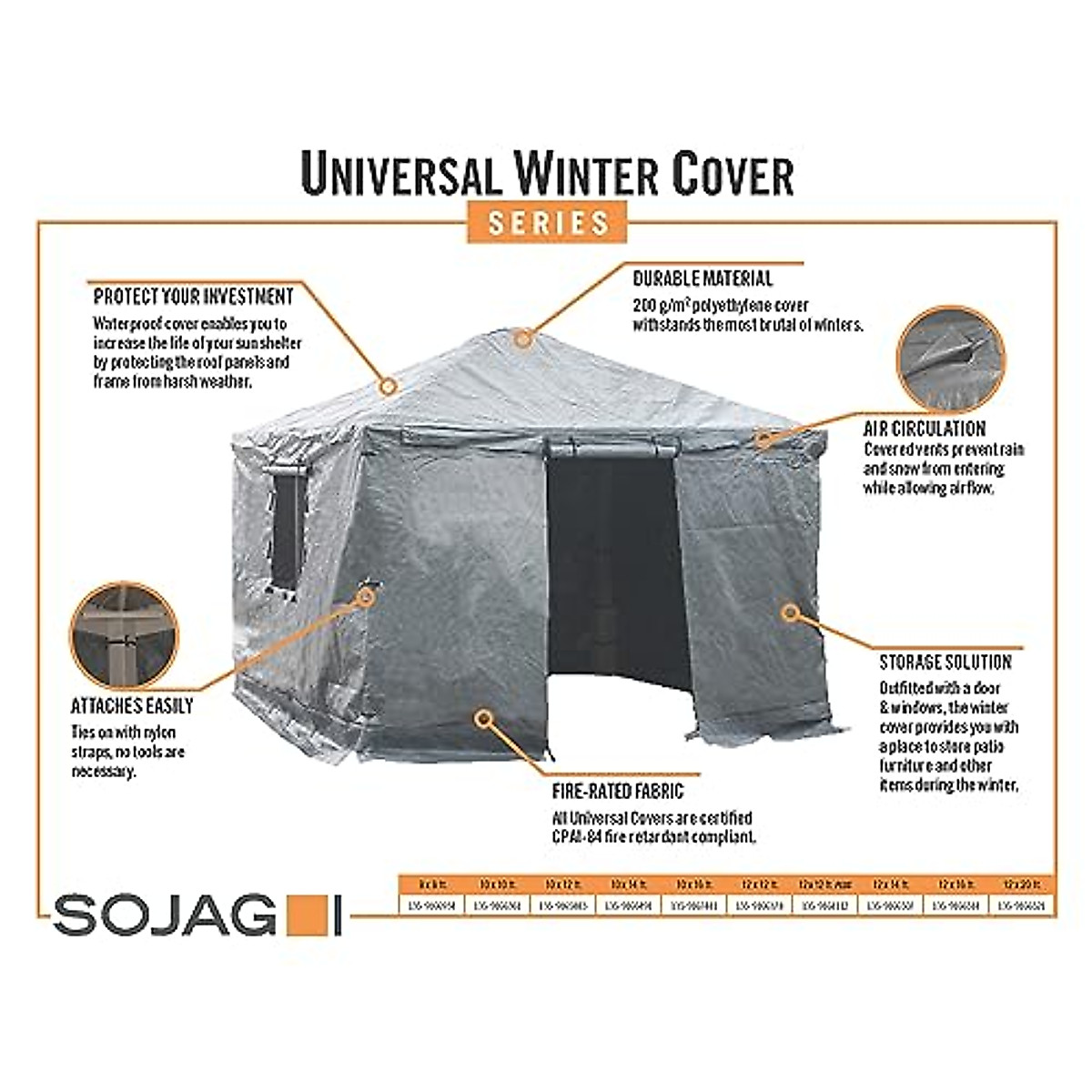 Sojag Grey Universal Cover, 12 ft. x 16 ft., Outdoor Shades