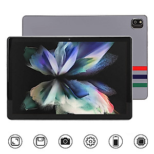 2 in 1 Tablet 10.1 Inch, Android 12 Gaming Tablet with Keyboard Case, Octa Core CPU, 8GB RAM 256GB ROM, FHD Touchscreen, Dual Carema, WiFi, BT5.0, 4G Network, 7000mAh Battery (Grey)