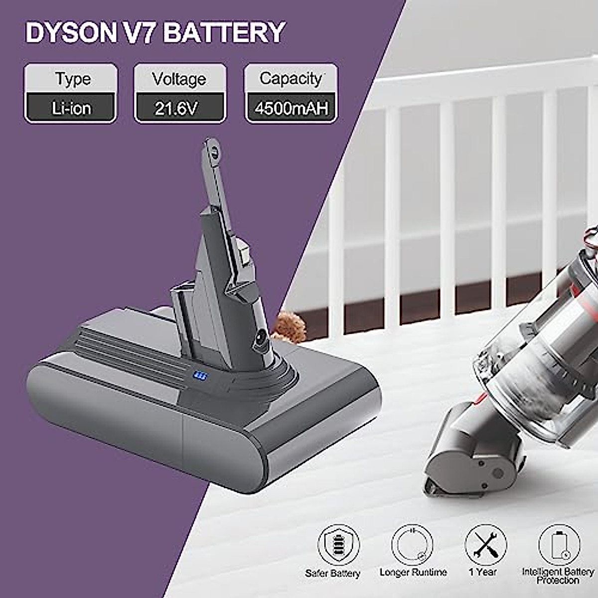 LONG FIT Battery Replacement for Vacuum Cleaner (V7-1)