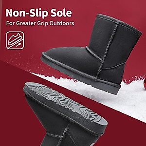 DREAM PAIRS Girls Boys Boots Kids Faux Fur Lined Winter Mid Calf Snow Boots Shorty-K Grey Size 1 Little Kid