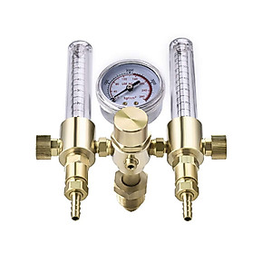 EZYOU Dual Output Argon MIG TIG Flow Meter & Regulator 0-60CFH CGA580 Inlet 5/"8 UNF-18RH Outlet