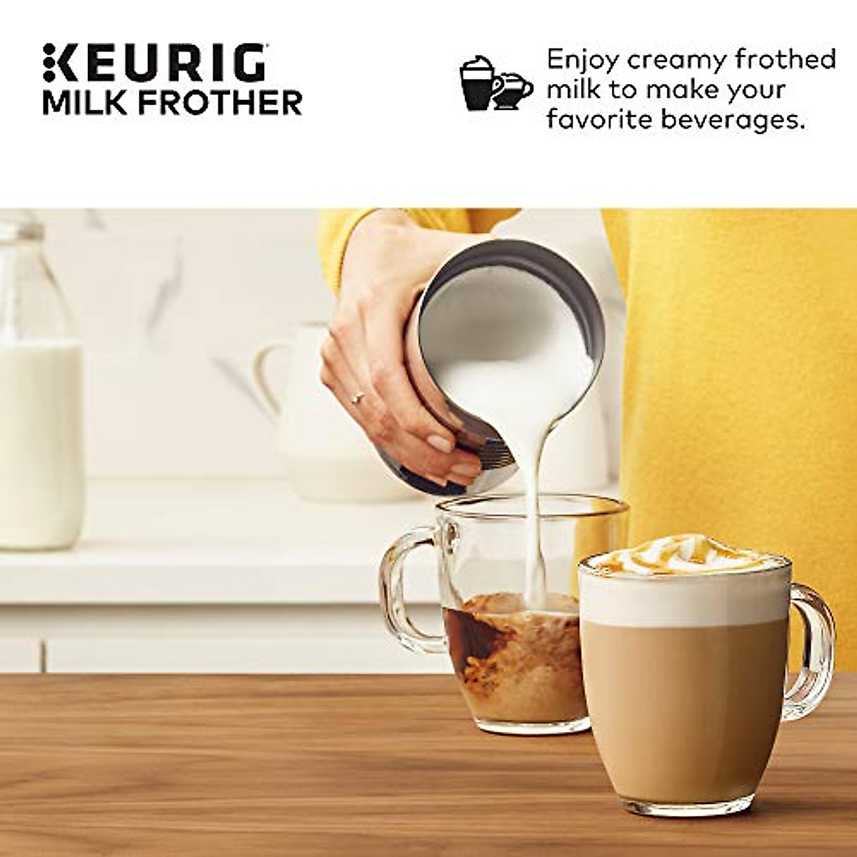 Keurig Standalone Frother Works Non-Dairy Milk, Hot and Cold Frothing, 6 Oz, Black