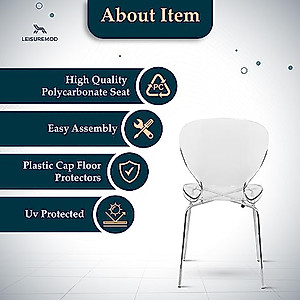 LeisureMod Modern Oyster Side Chair, Clear