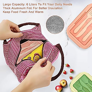 Landmore Bento Box Lunch Box for Kids Adults, 1100 ML Bento Lunch Box for Kids 3 Compartments with Utensils and Lunch Bag, Leakproof BPA Free(Pink)
