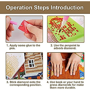 YWKJDDM 5D Diamond Painting Kits for Adults, DIY Diamond Art Kits Full Drill Painting Rhinestone Embroidery Pictures Cross Stitch Arts Crafts for Beginner Home Wall Decor 12x16 Inches(Cherry Tree)