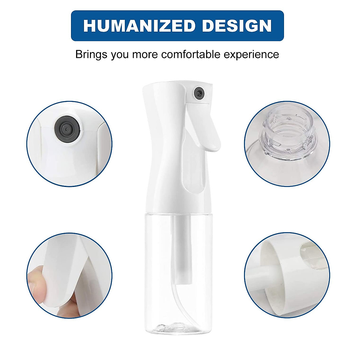 URBEST Continuous Mist Spray Bottle - 2 Pack 6.8OZ Empty Ultra Fine Water Mist Sprayer for Hairstyling, Salons, Cleaning, Plants, Misting & Skin Care