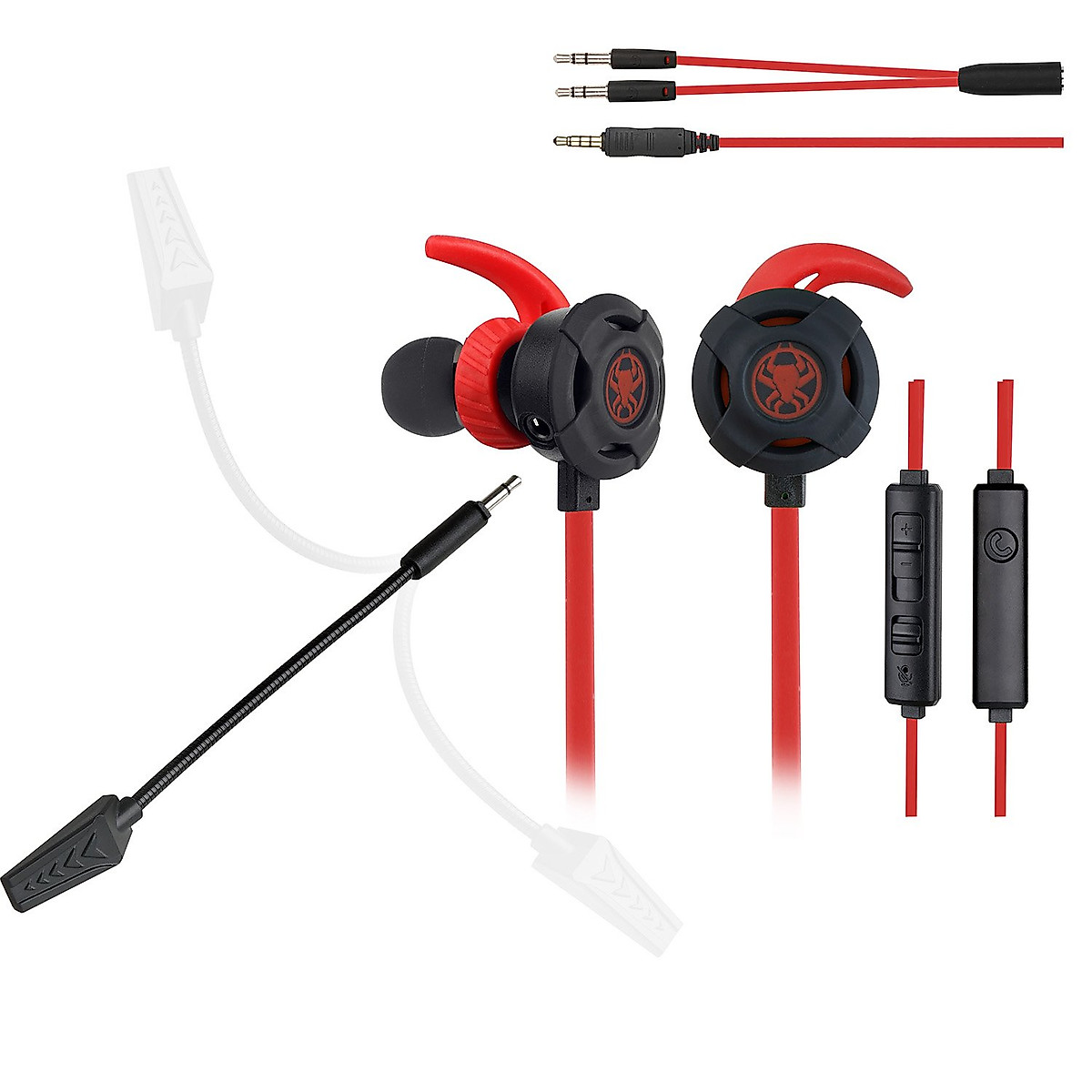 BlueFire Wired Gaming Earphone 3.5 MM E-Sport Earphone Noise Cancelling Stereo Bass Gaming Headphone with Adjustable Mic for PS4, Xbox One, Laptop, Cellphone, PC (Red)