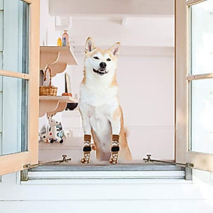 EXPAWLORER Double Side Anti-Slip Dog Socks 2 Pairs - Adjustable Pet Paw Protector with Strap, Traction Control Non-Skid for Indoor on Hardwood Floor Wear, Paw Protection for Puppy Dogs