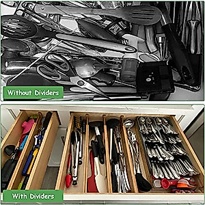 Adjustable Bamboo Drawer Dividers, 6 Pack Large Drawer Divider Organizer Expandable From 17.7-22", Drawer Separators For Kitchen Utensils, Dresser, Bedroom, Clothes, Bathroom